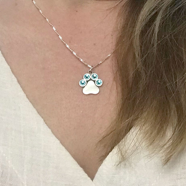 Personalized Crystal Paw Necklace, You Are My Shining Light Birthstone ...