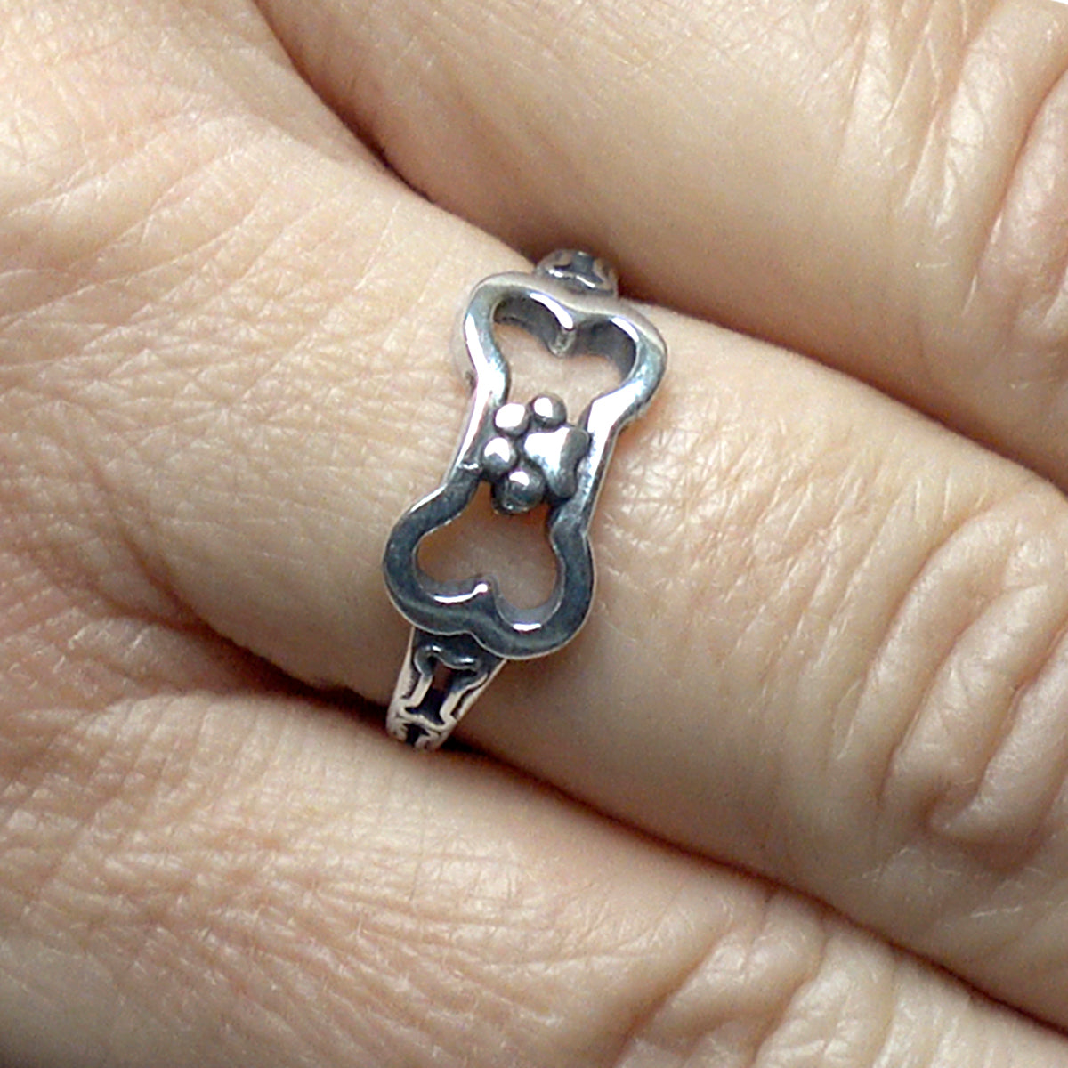 Sterling Silver Puppy Paws Ring, Paw Ring for Dog Moms